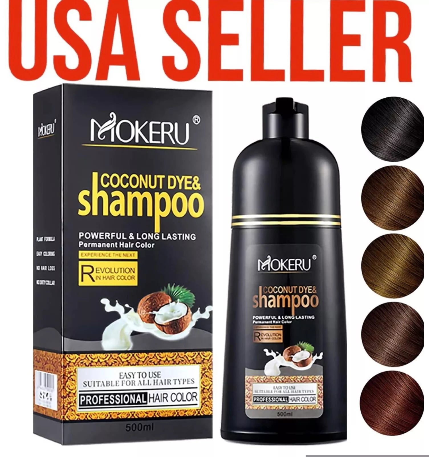 MOKERU 500ML Permanent Hair Dye Instant Fast Hair Dye Color Shampoo Co ...