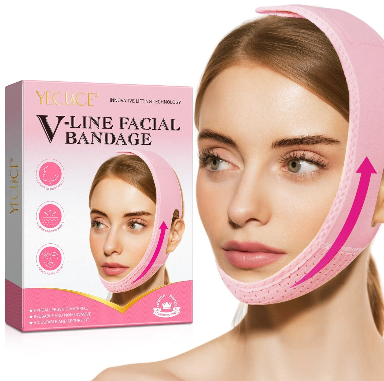 V Line Shape Face Lifting Mask, Double Chin Reducer, Chin Up Patch Lif ...